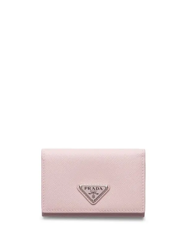 Prada Triangle-logo Leather Card Holder - Pink