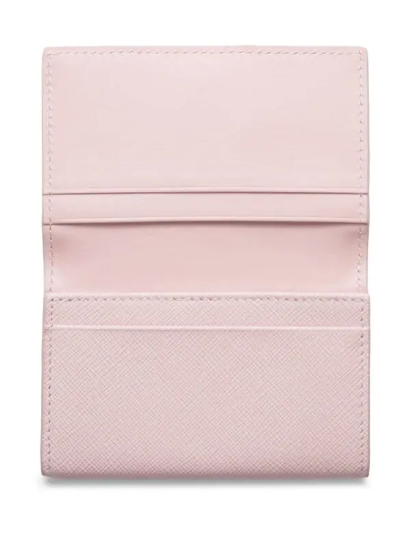Prada Triangle-logo Leather Card Holder - Pink