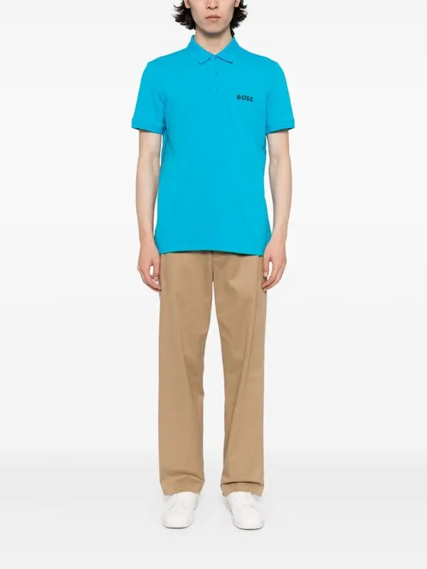 BOSS Logo-appliqué Short-sleeve Polo Shirt - Blue