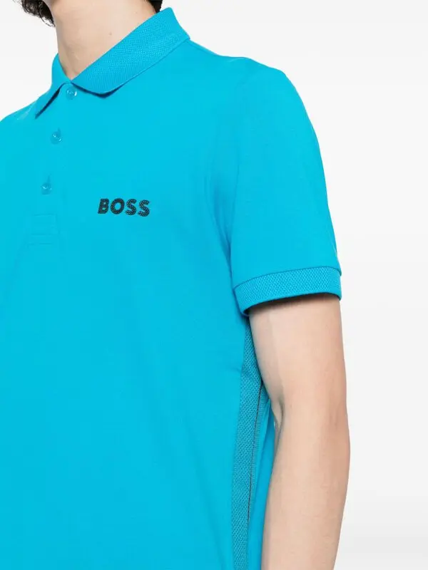 BOSS Logo-appliqué Short-sleeve Polo Shirt - Blue