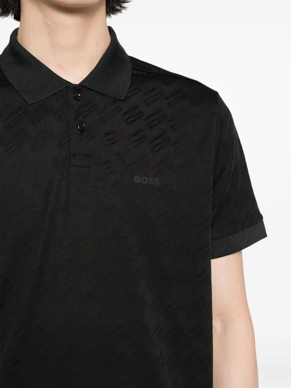 BOSS Logo-print Monogram-pattern Polo Shirt