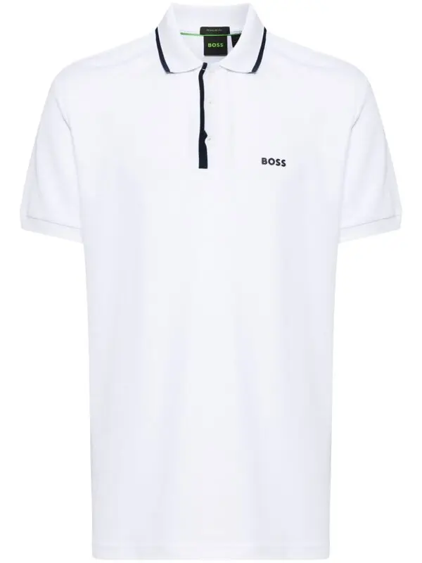 BOSS Logo-print Cotton Polo Shirt - White