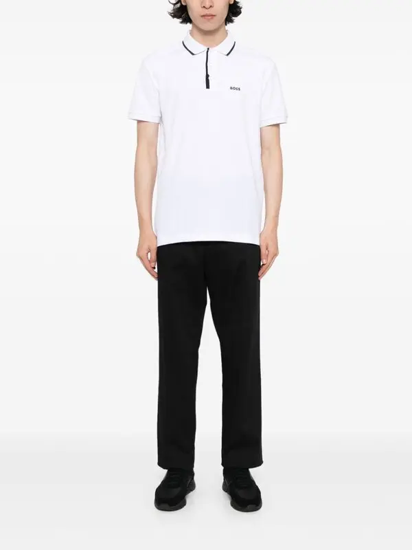 BOSS Logo-print Cotton Polo Shirt - White