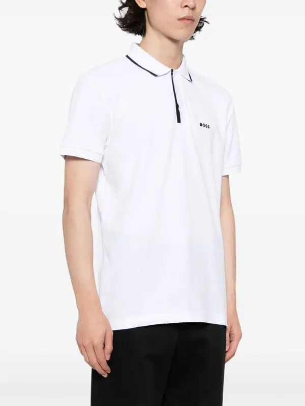 BOSS Logo-print Cotton Polo Shirt - White