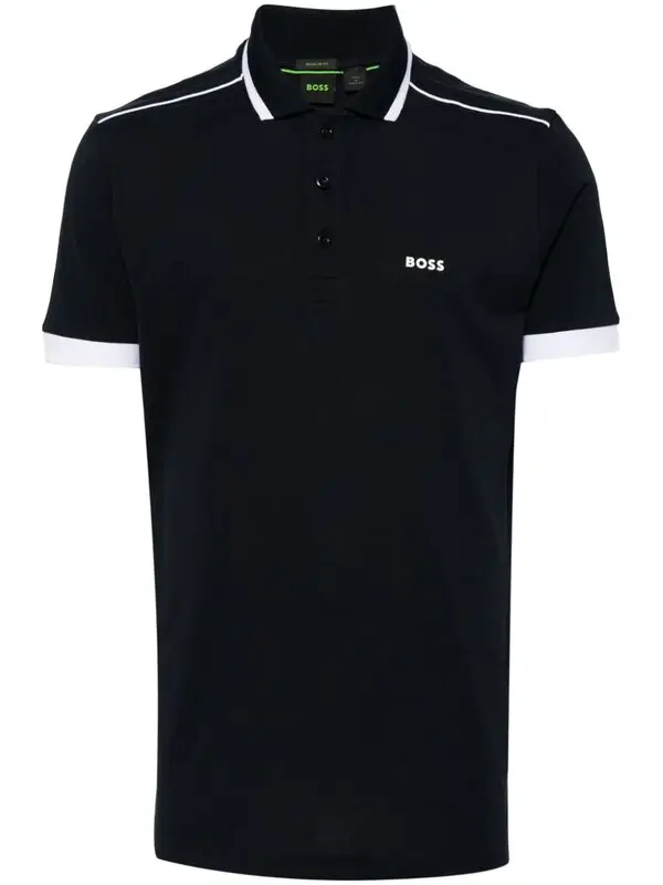BOSS Logo-print Cotton Polo Shirt - Blue
