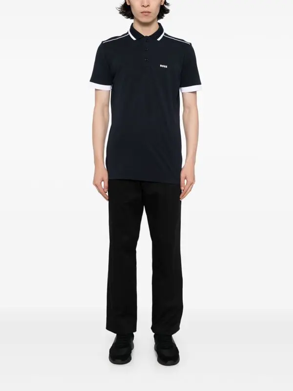 BOSS Logo-print Cotton Polo Shirt - Blue