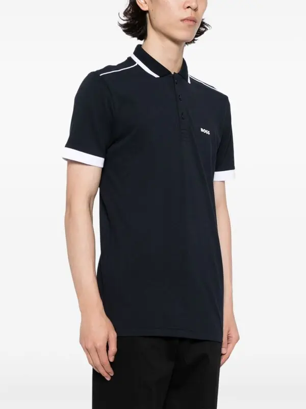 BOSS Logo-print Cotton Polo Shirt - Blue