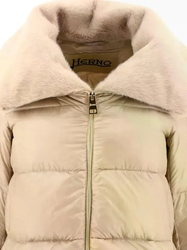 Herno Quilted Jacket With Faux-fur Collar - Neutrals
