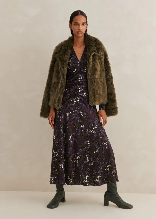 wild meadow print ruched midi dress Rent Wild Meadow Print Ruched Midi - ME+EM