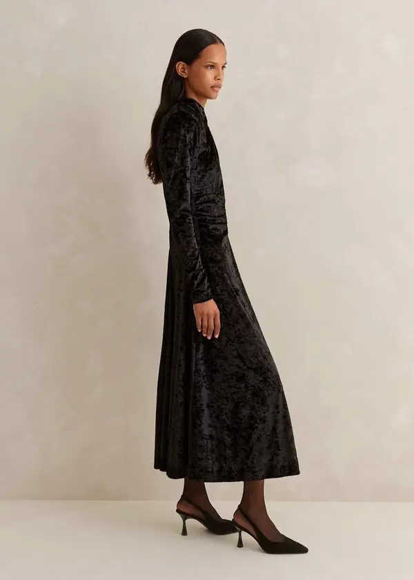 slim fit dress slacks Wiccan Crushed Velvet Split Front Maxi Dress