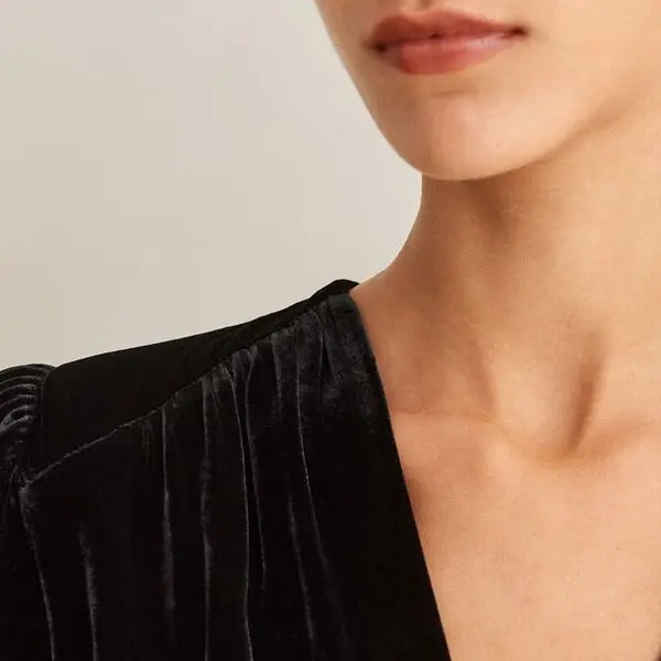ME+EM Silk-blend Velvet Draped Midi Dress