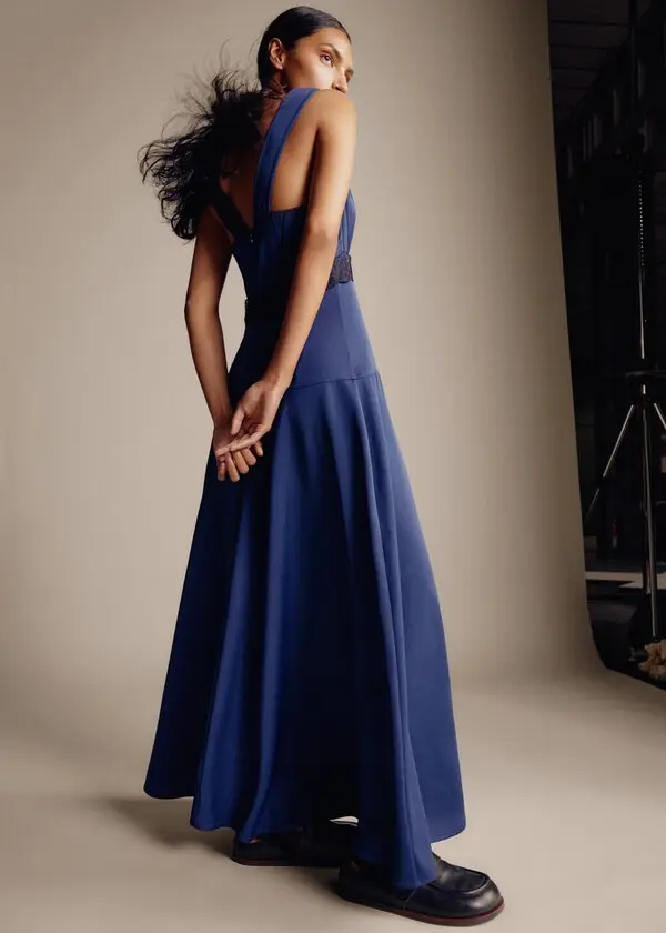 ME+EM Satin And Lace Full-length Slip Dress