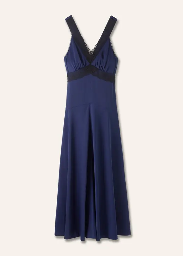 ME+EM Satin And Lace Full-length Slip Dress