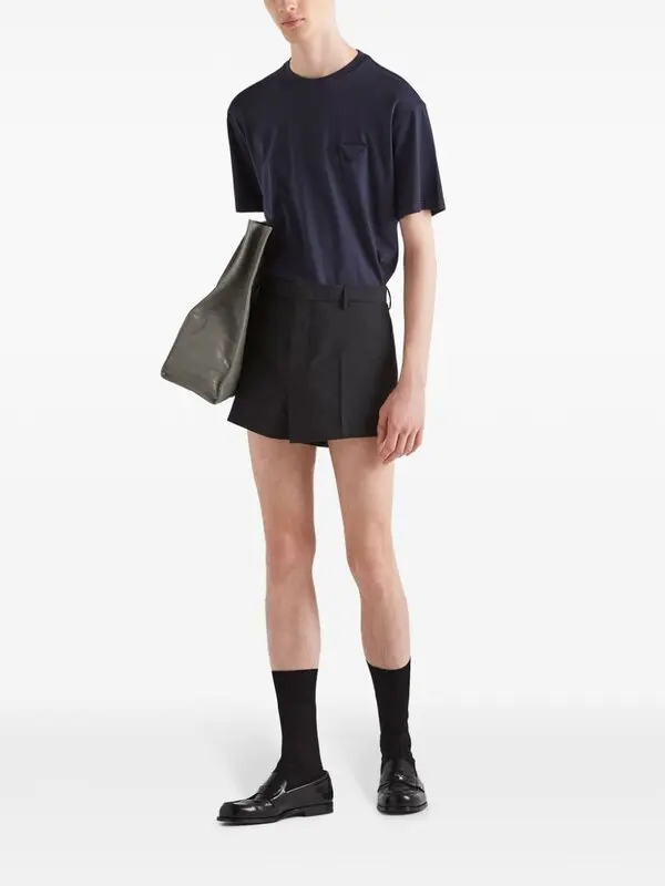 Prada Logo-Patch Cotton T-Shirt - Blue | Editorialist