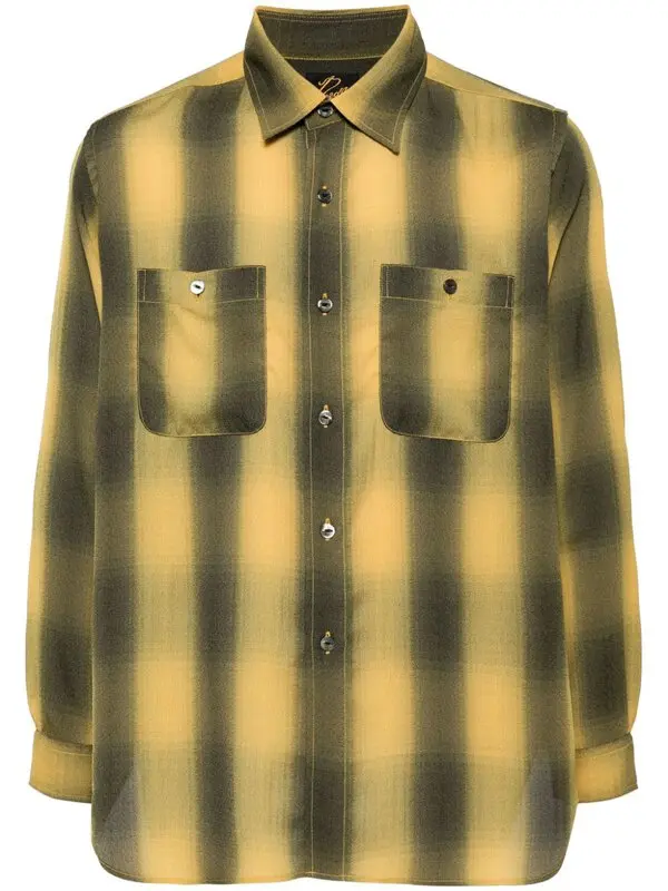 Needles Plaid Check-print Long-sleeve Shirt - Yellow