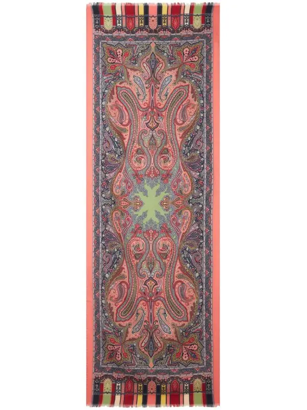 Etro Paisley-print Wool-silk Blend Scarf - Red