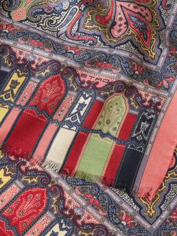 Etro Paisley-print Wool-silk Blend Scarf - Red