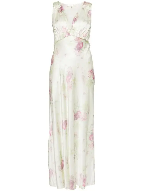 LoveShackFancy Suniva Silk Maxi Slip Dress