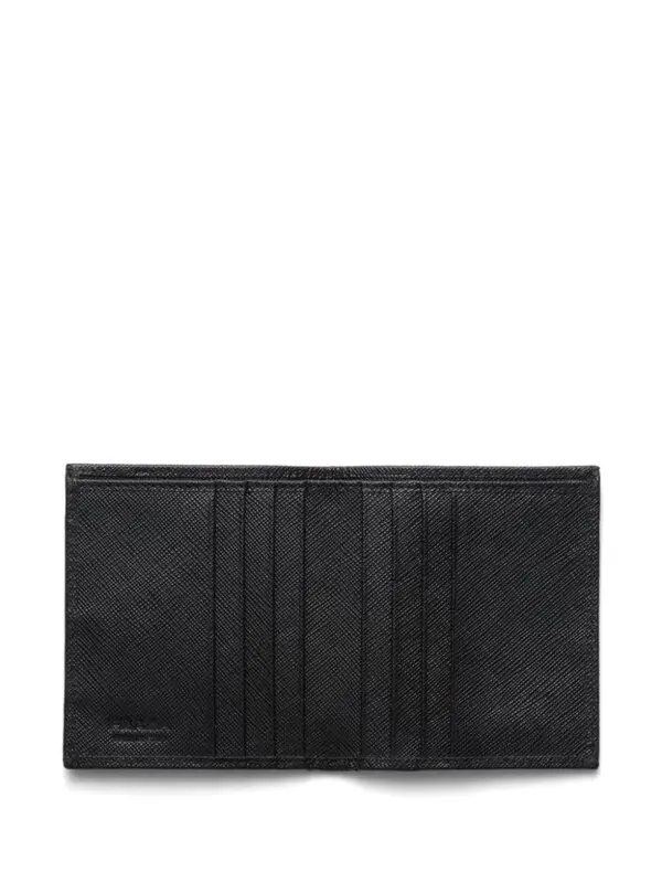 Prada Re-nylon Enamel-triangle Logo Wallet - Black