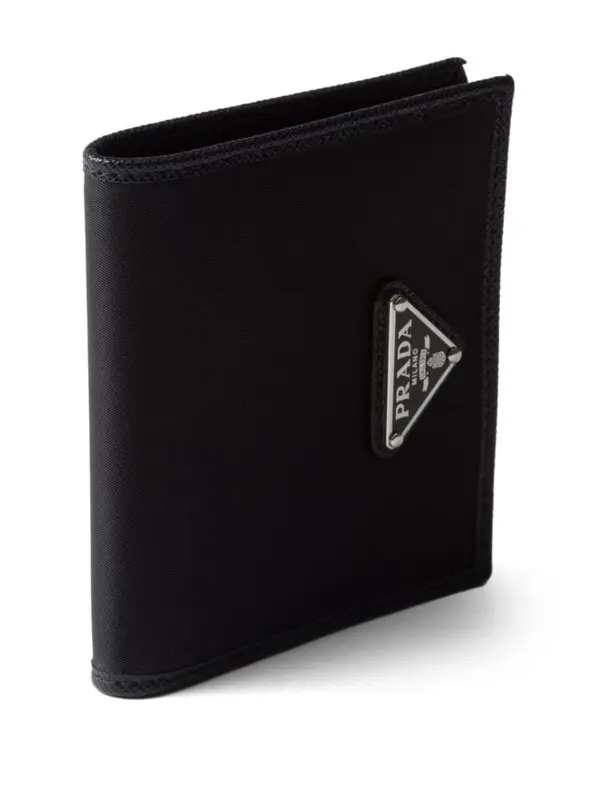 Prada Re-nylon Enamel-triangle Logo Wallet - Black