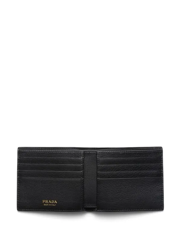 Prada Logo-stamp Bi-fold Leather Wallet