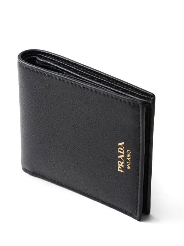 Prada Logo-stamp Bi-fold Leather Wallet