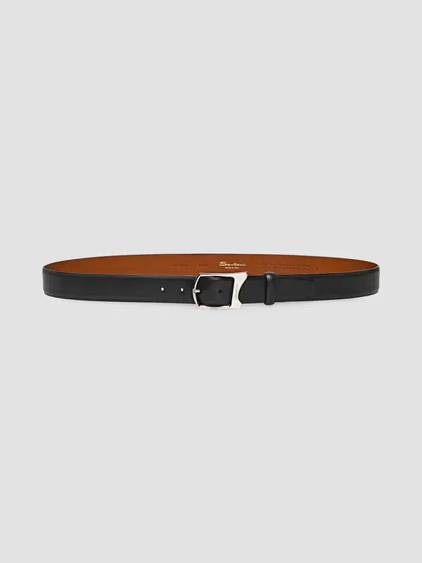 Santoni Leather Belt - Black
