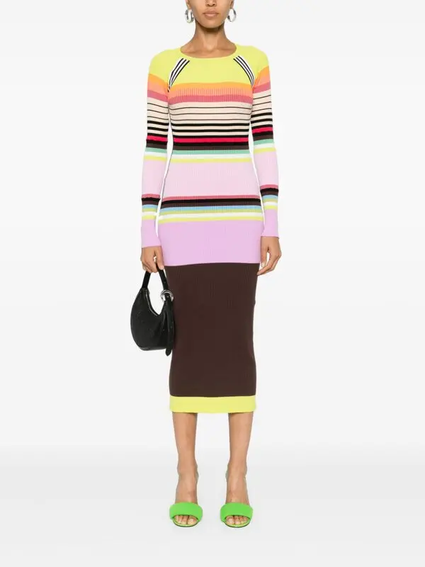 Christopher John Rogers Striped Knitted Midi Dress