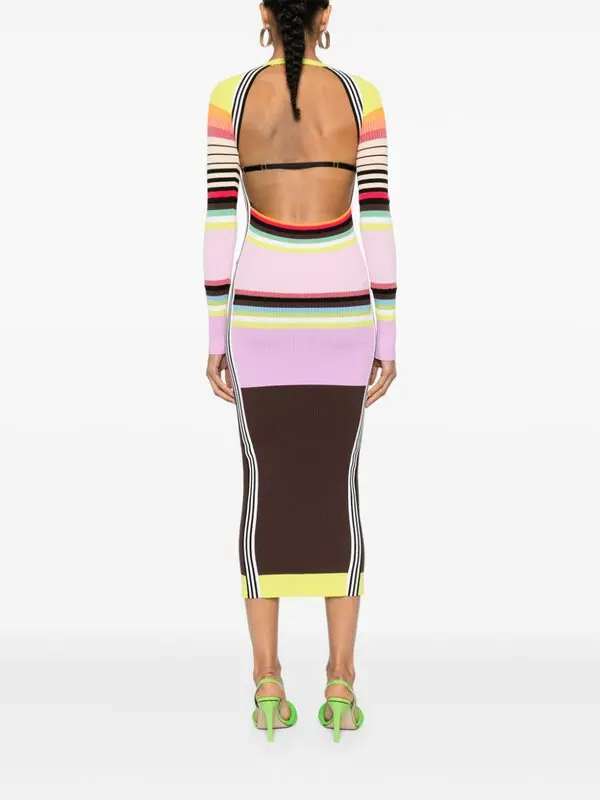 Christopher John Rogers Striped Knitted Midi Dress