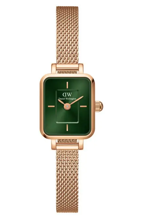 DANIEL WELLINGTON Quadro Mini Mesh Strap Watch - Rose Gold