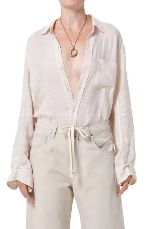 Citizens Of Humanity Kayla Linen Button-up Shirt - Pale Stone