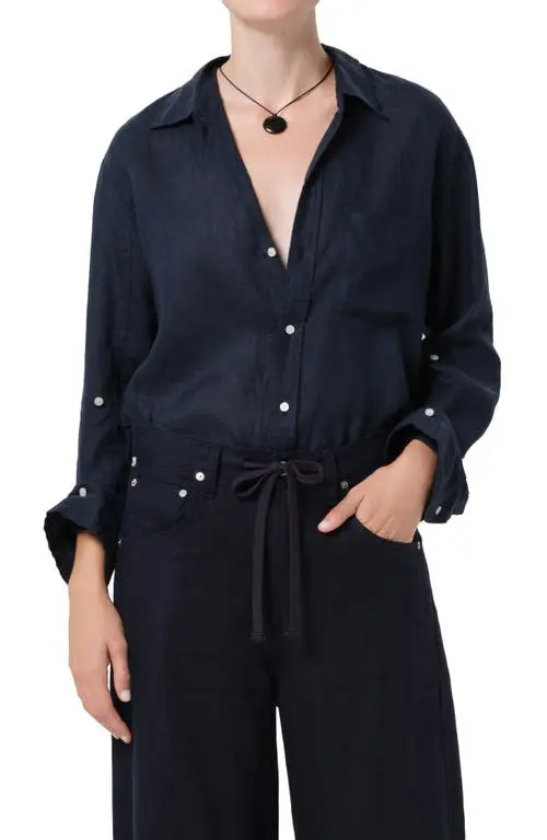 Citizens Of Humanity Kayla Linen Button-up Shirt - True Navy