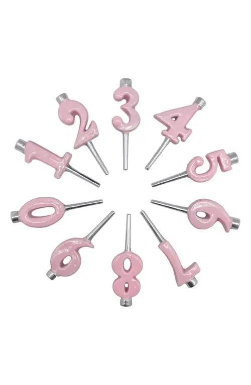 MARIPOSA Enamel Recycled Aluminum Number Candleholder Set - Pink