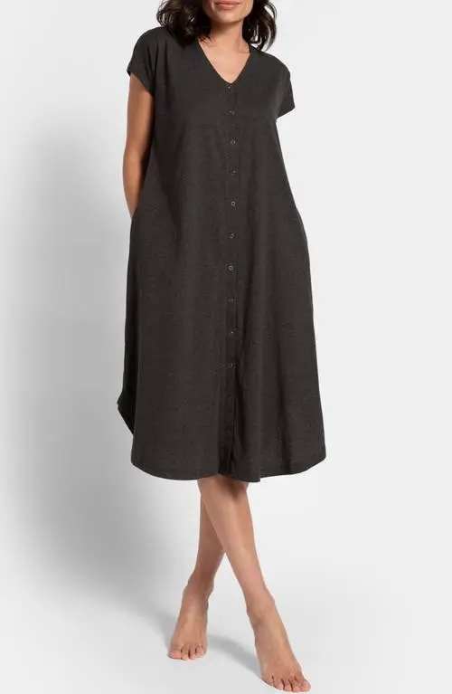 Seraphine Maternity/nursing Organic Cotton Labor Nightgown - Charcoal
