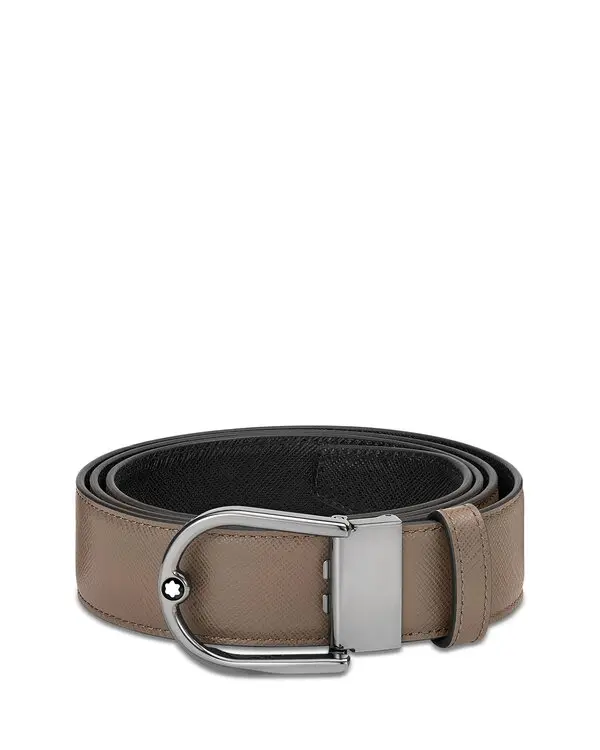 Montblanc Reversible Saffiano Leather Horseshoe Buckle Belt