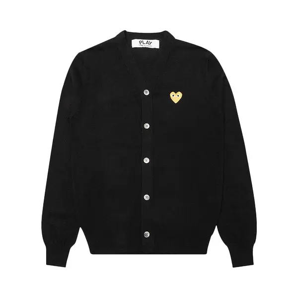 Play Comme Des Garcon Gold Heart Cardigan - Black