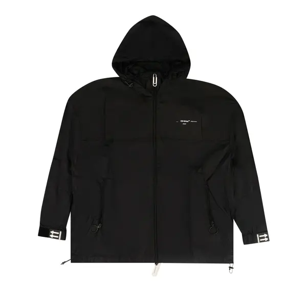 Off-White Logo Print Windbreaker Jacket - Black
