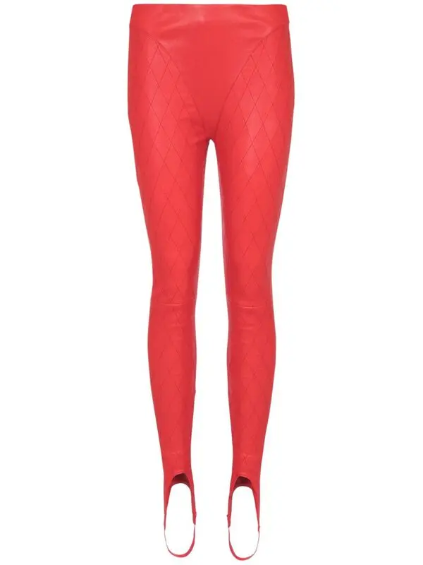 Balmain Quilted Leather Stirrup Leggings