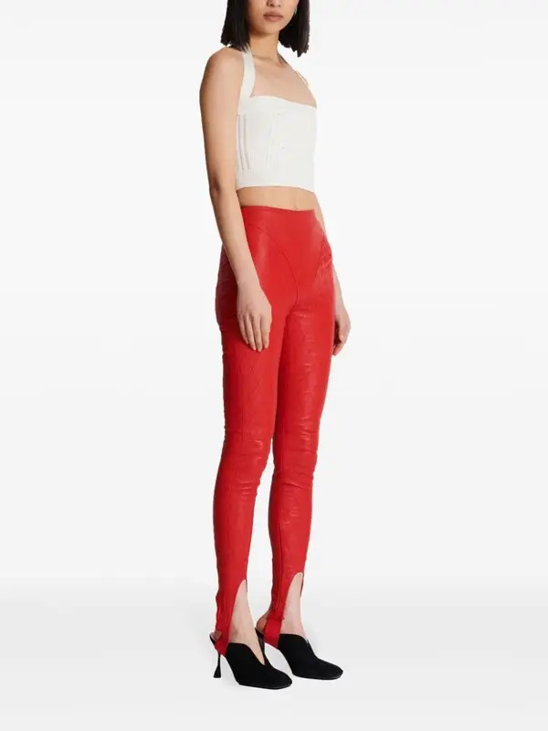 Balmain Quilted Leather Stirrup Leggings