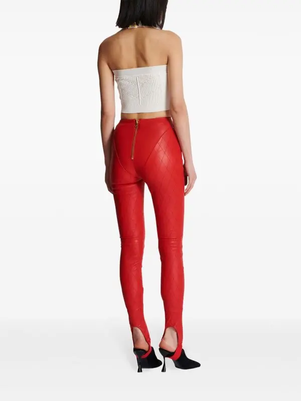 Balmain Quilted Leather Stirrup Leggings