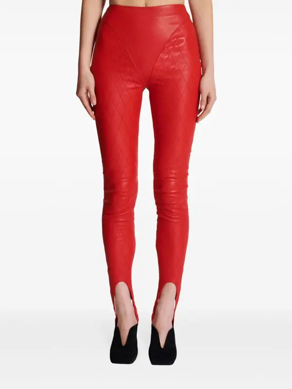 Balmain Quilted Leather Stirrup Leggings