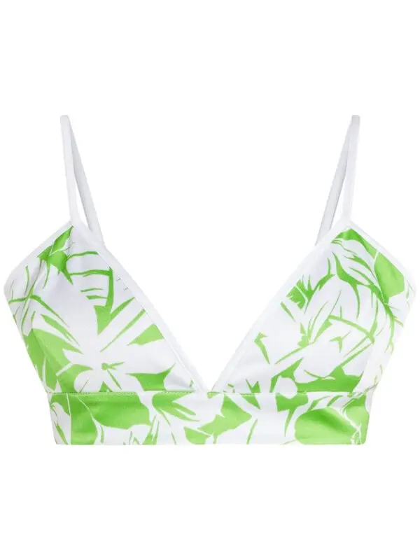 Michael Kors Floral-print Cropped Top - Green