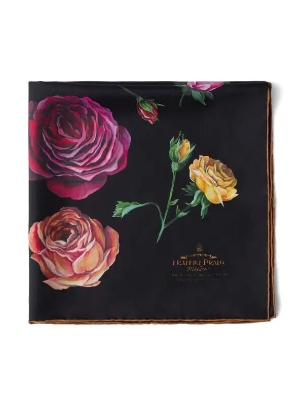 Prada Rose-print Silk Twill Scarf