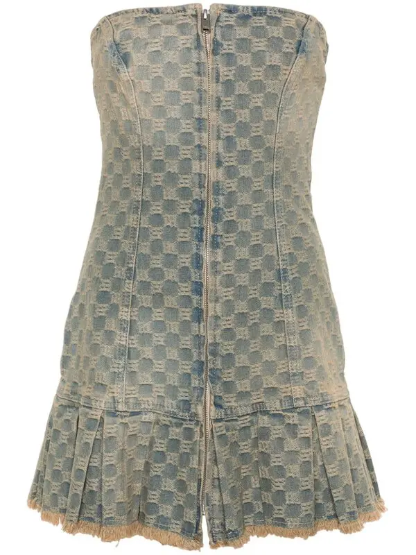 MISBHV Monogram-jacquard Denim Mini Dress