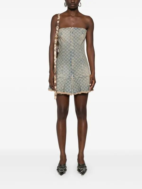 MISBHV Monogram-jacquard Denim Mini Dress