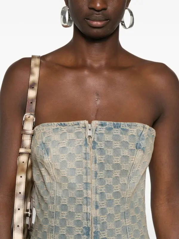 MISBHV Monogram-jacquard Denim Mini Dress