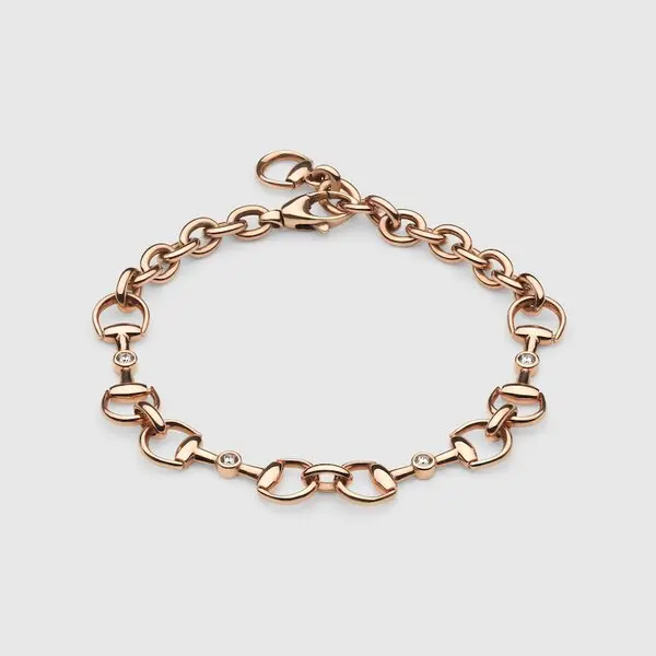 Gucci Horsebit Diamond 18k Bracelet - Rose Gold