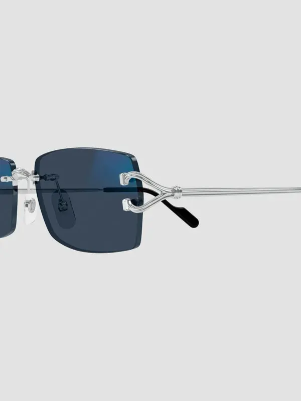 Cartier C Decor 56mm Rectangular Sunglasses - Silver Blue