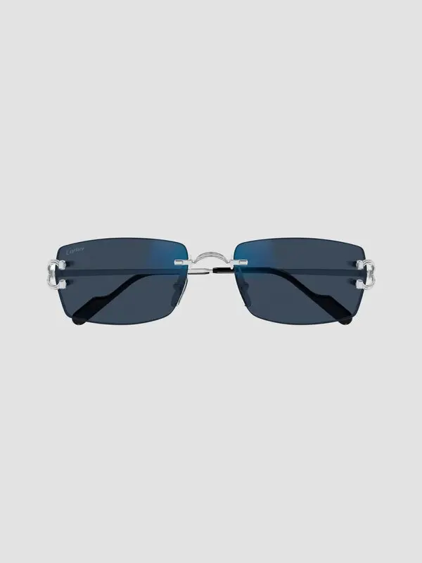 Cartier C Decor 56mm Rectangular Sunglasses - Silver Blue