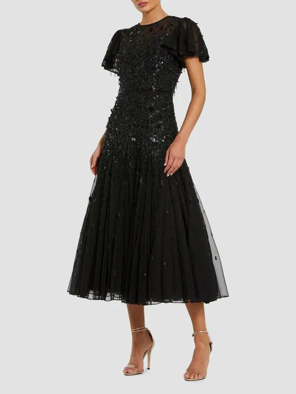 Mac Duggal Embellished Tulle Midi-dress